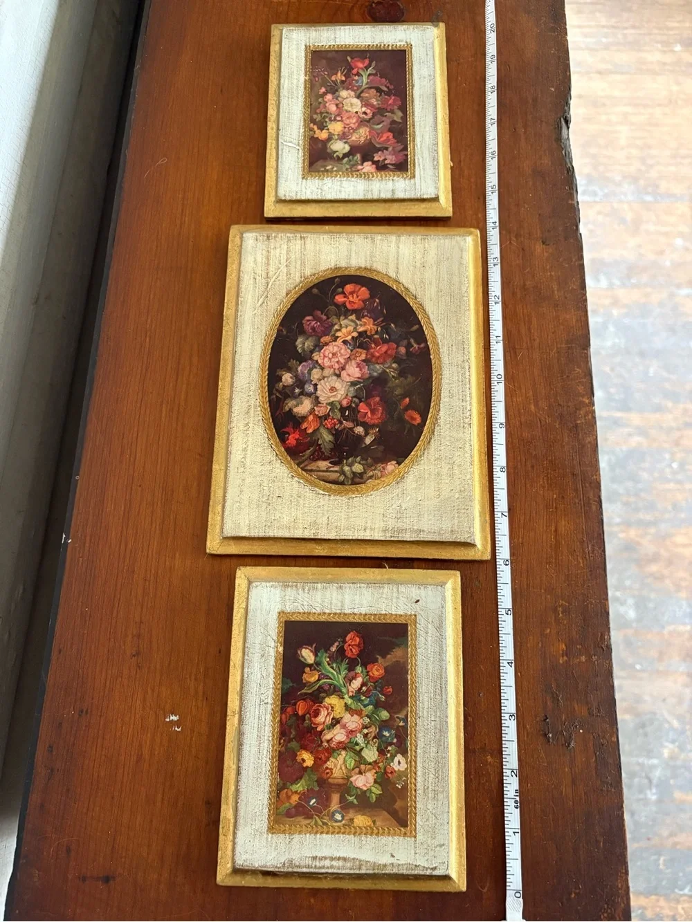 Accents | Gold Trim Florentine Wall Frame Trio Floral Wooden Plaques ...